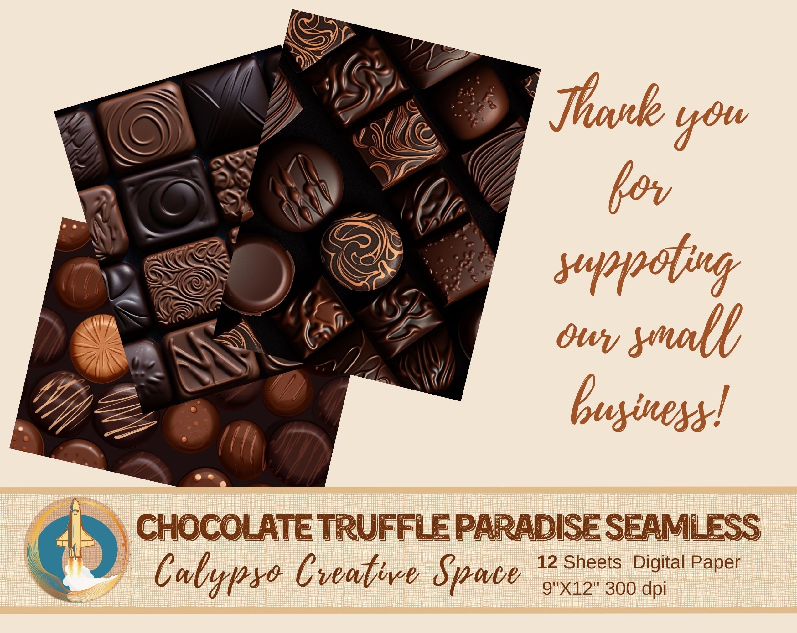 Chocolate Truffle Paradise Digital Paper Seamless Paper Background ...