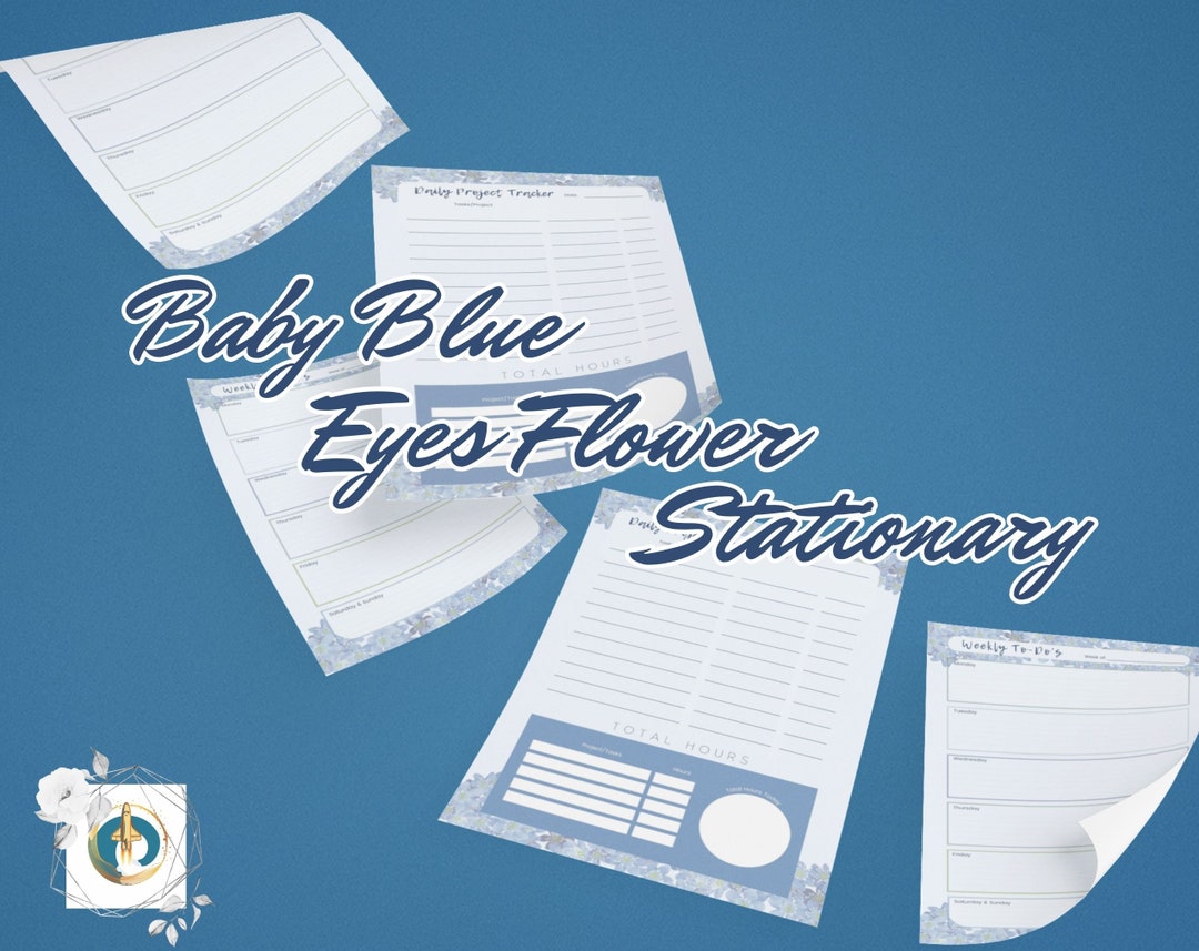 Baby Blue Eyes Flowers Printable Stationery Downloadable PDF - Etsy