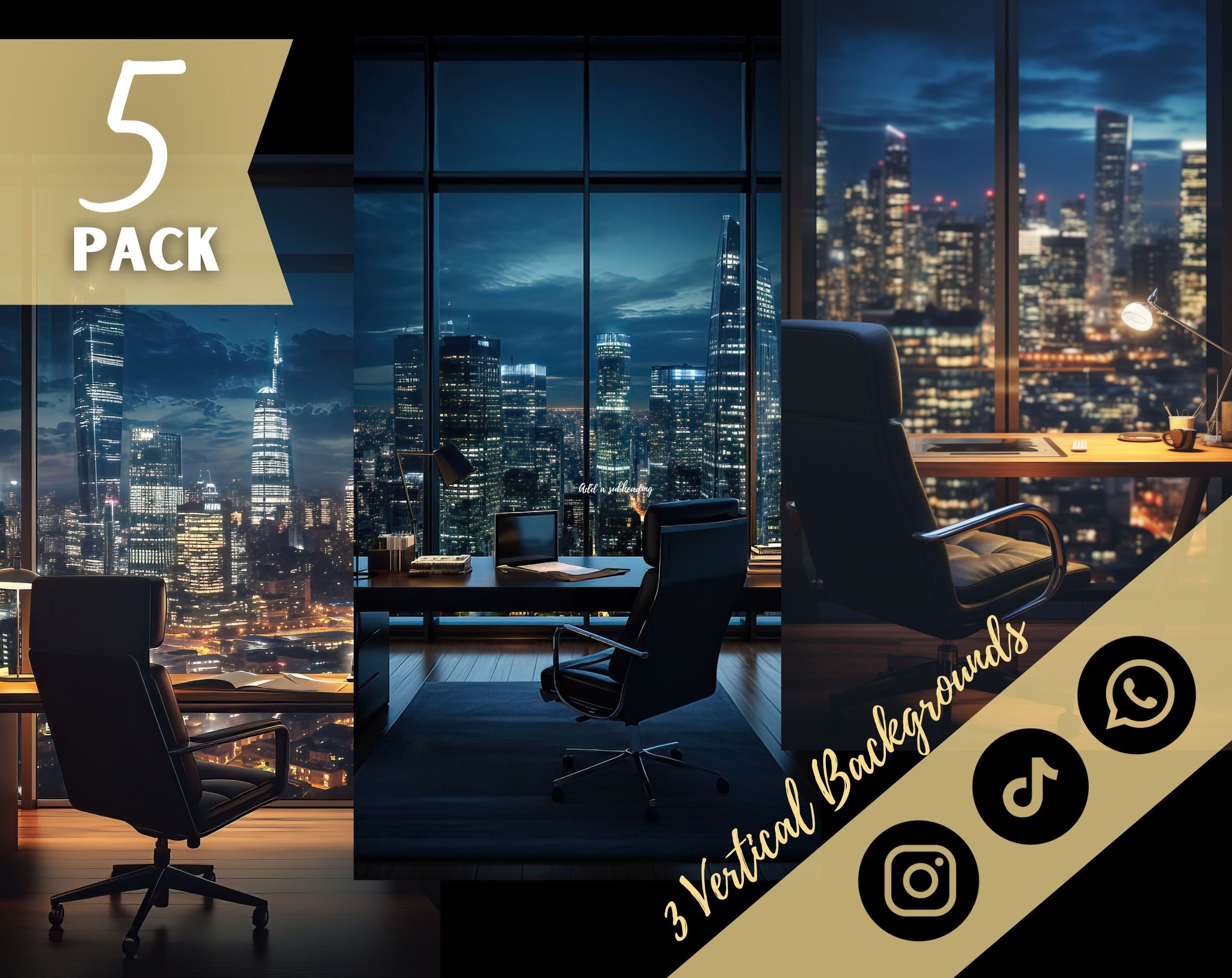 Night Cityscape Virtual Background Bundle Business Meeting Home Office ...