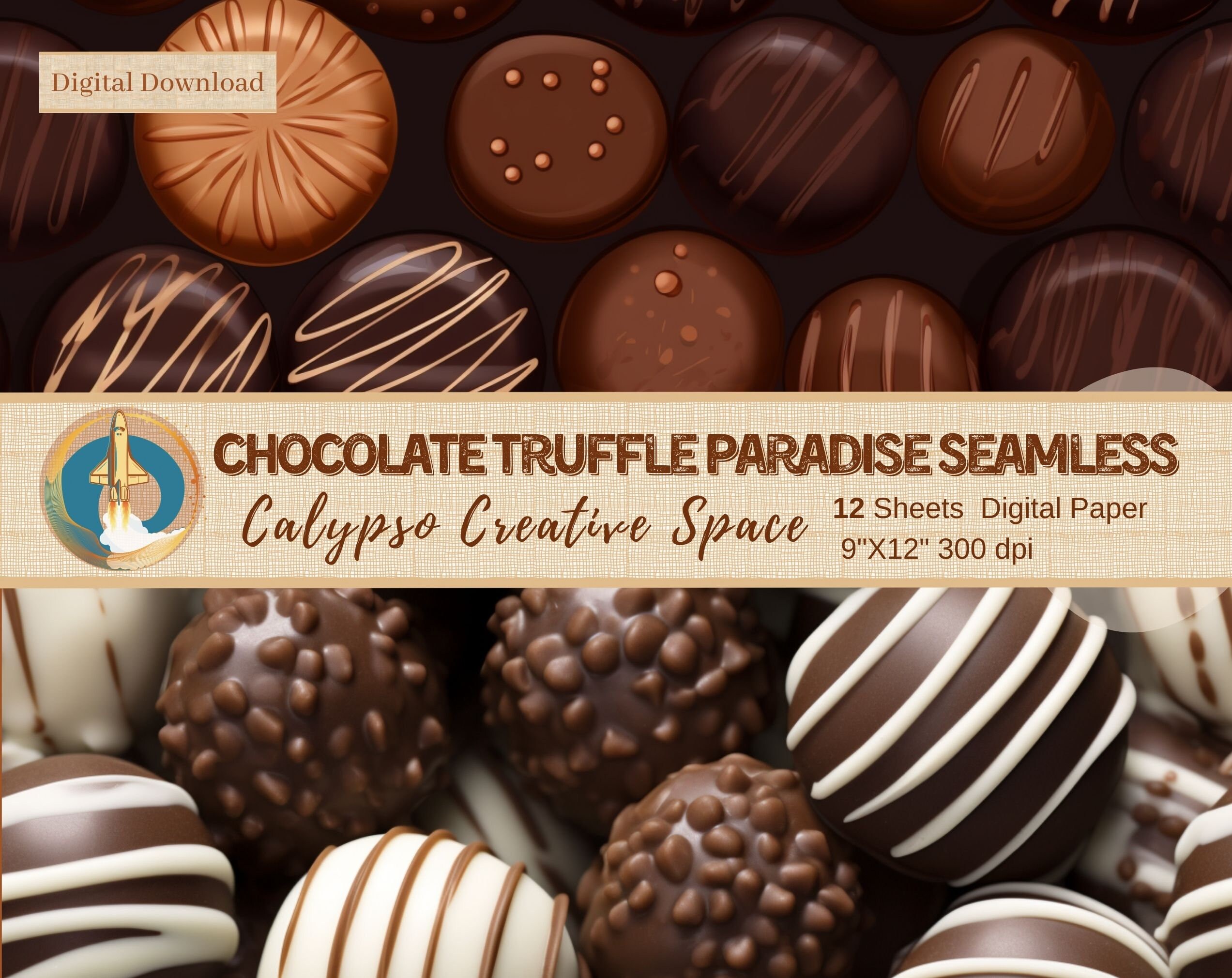 Chocolate Truffle Paradise Digital Paper Seamless Paper Background ...