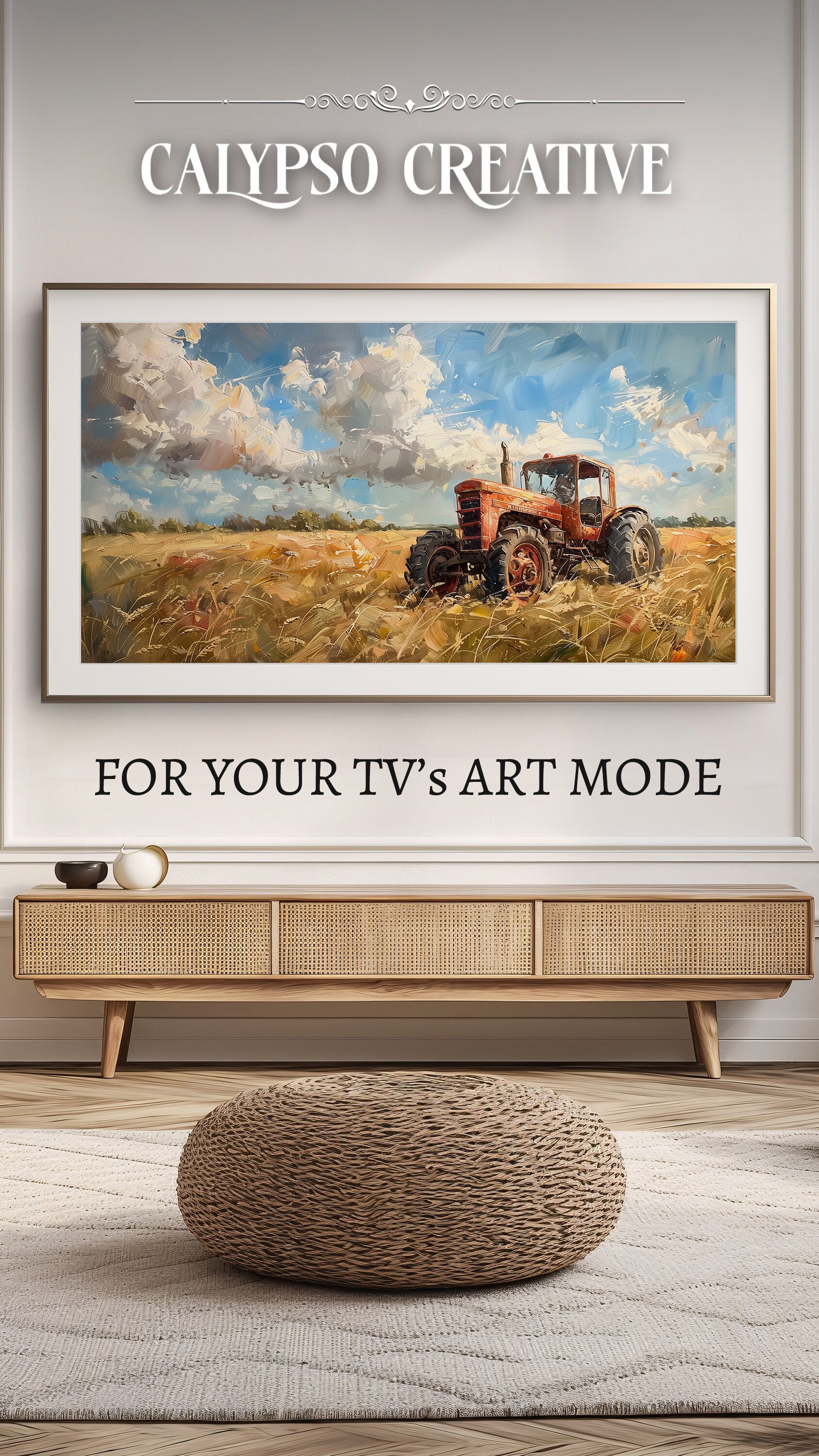 Frame TV Art Rustic Farm Tractor Oil Painting Digital Download Art Mode ...