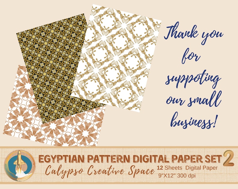Versatile Egyptian Digital Paper Set 12 Hand-drawn Patterns for Graphic ...