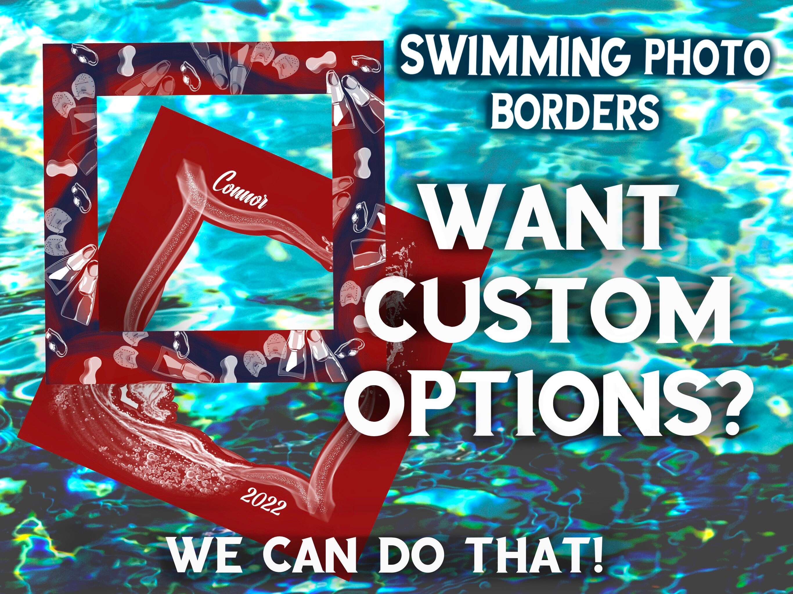 Swimming Photo Border Bundle, Aquatic Awards, Gift for Swimmer or Swim ...