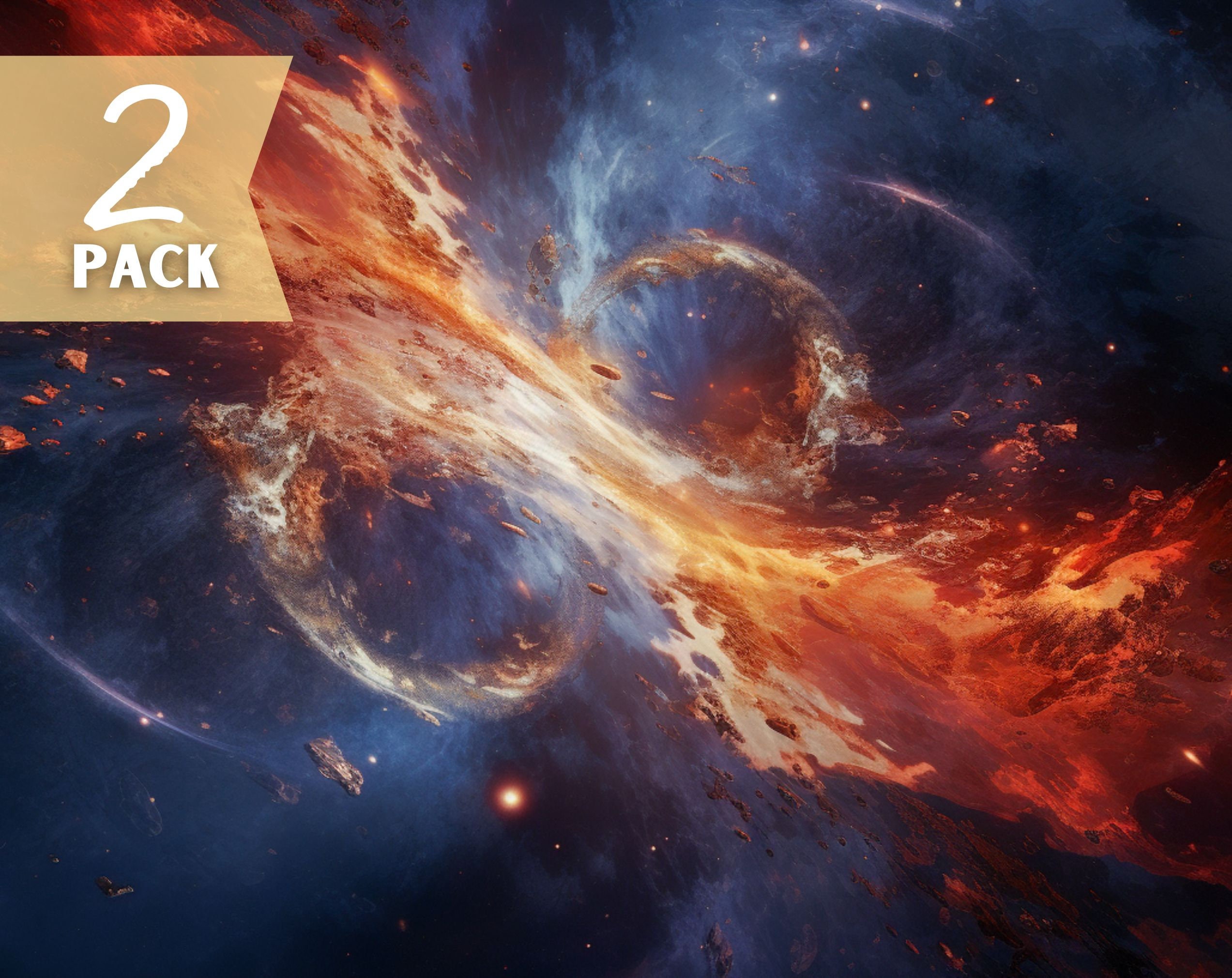 Colliding Galaxies Set of 2 Virtual Background for Zoom Meeting Video ...