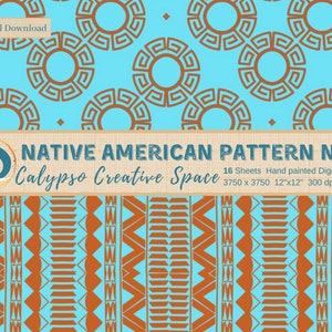 Native American Pattern Digital Paper Set No2 Instant Download Hand ...