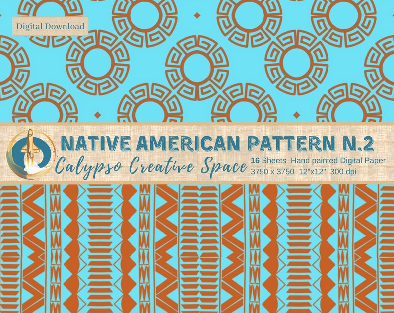 Native American Pattern Digital Paper Set No2 Instant Download Hand ...