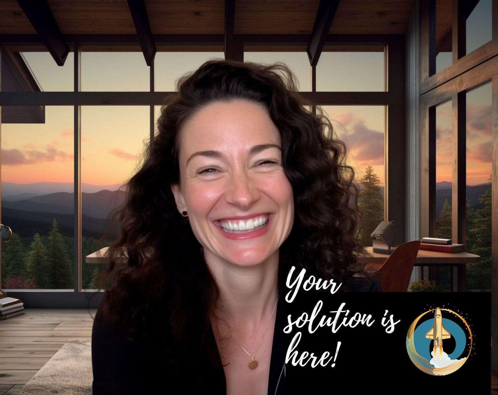 Sunset Mountain View Office Virtual Background for Zoom Meeting Video ...