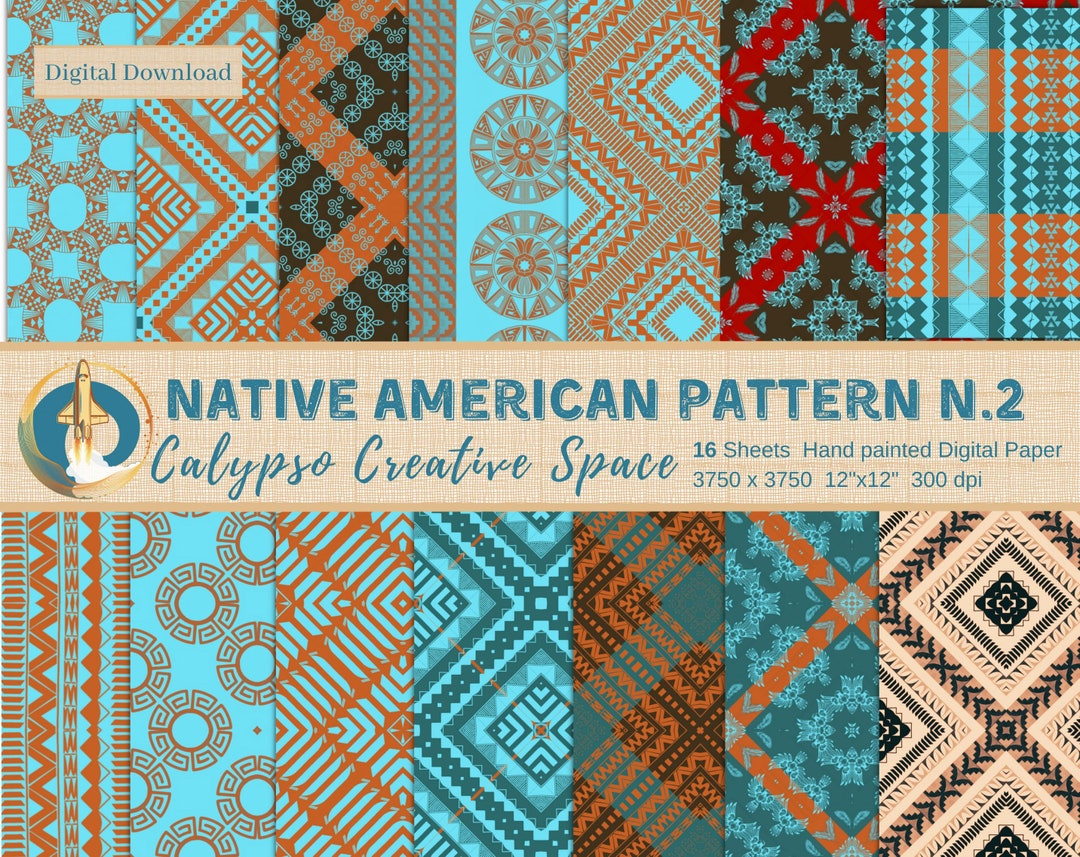 Native American Pattern Digital Paper Set No2 Instant Download Hand ...