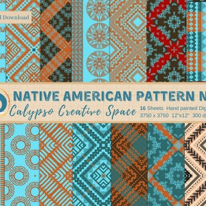 Native American Pattern Digital Paper Set No2 Instant Download Hand ...