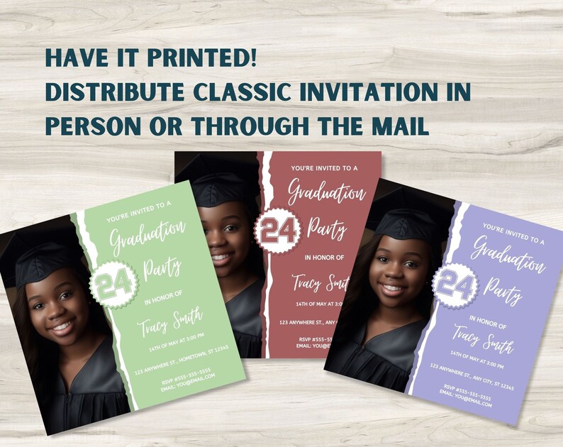 Customizable Photo 2024 Graduation Party Invitations Canva Template ...