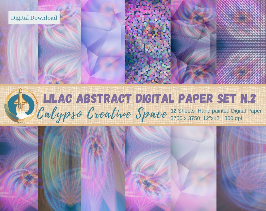 Abstract Lilac Digital Paper Set No2 Instant Download Hand Painted ...