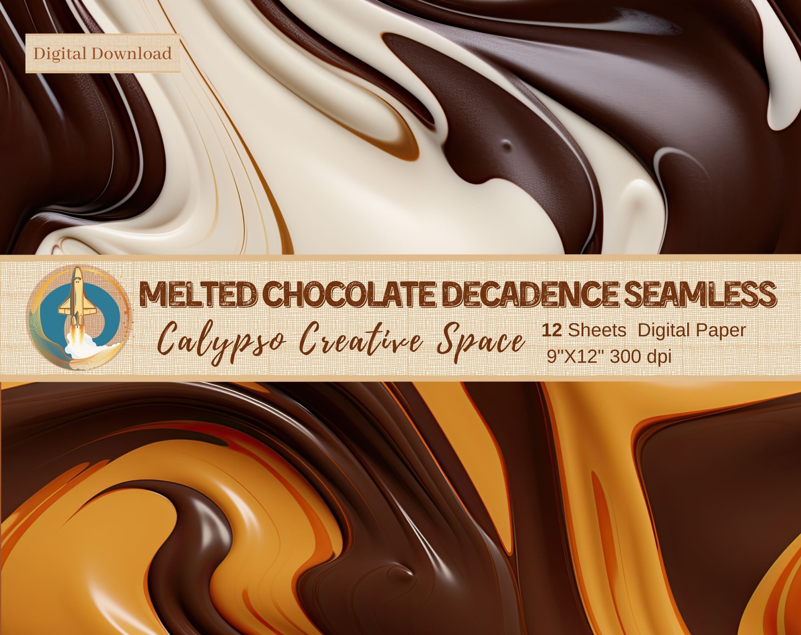 Melted Chocolate Decadence Digital Paper Seamless Paper Background ...