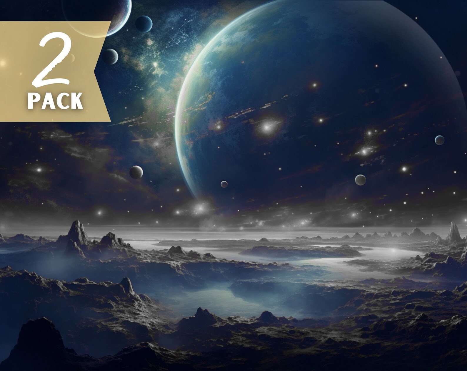 Blue Alien Planet Set of 2 Virtual Background for Zoom Meeting Video ...