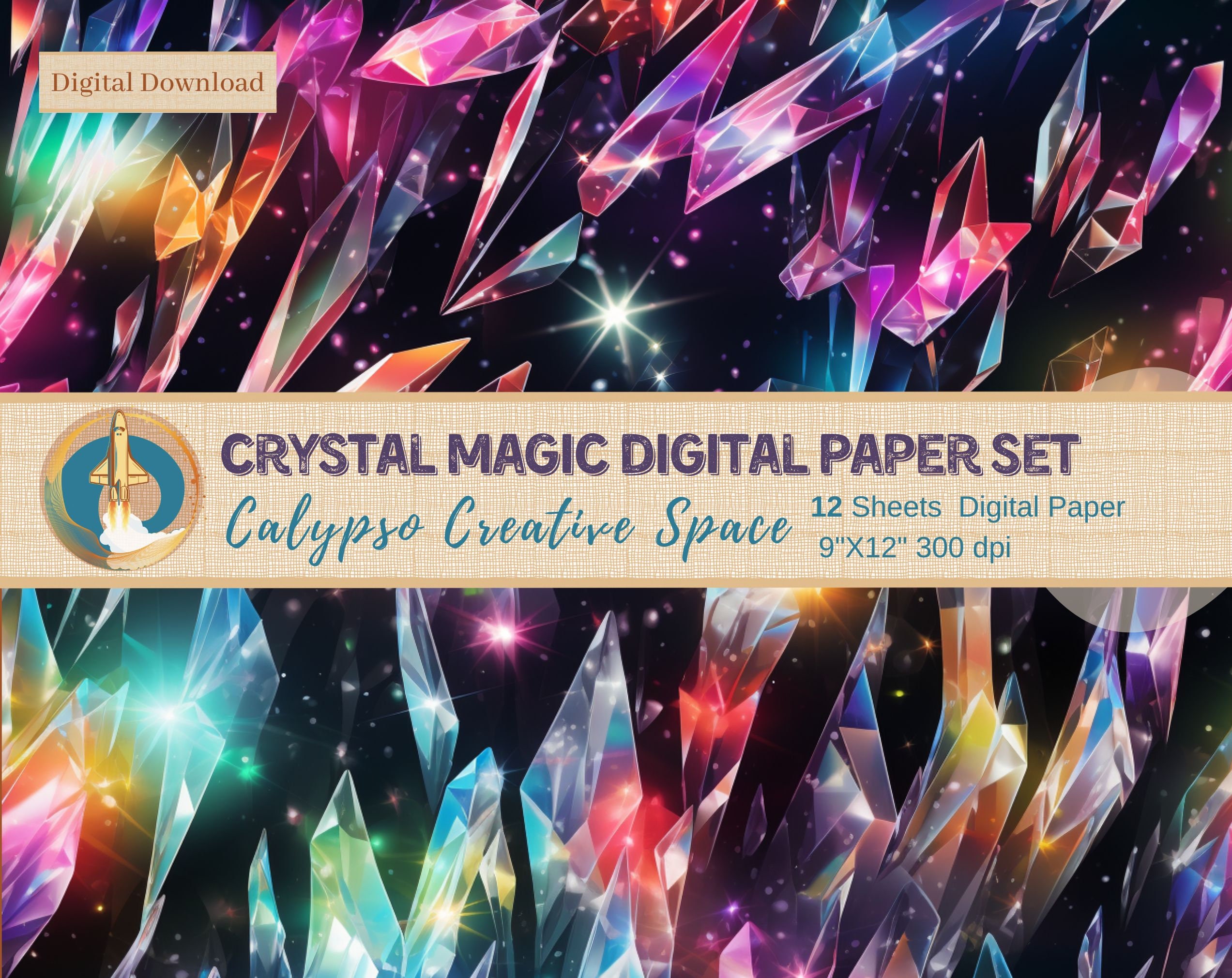 Crystal Magical Digital Paper Seamless Paper Background Pattern - Etsy