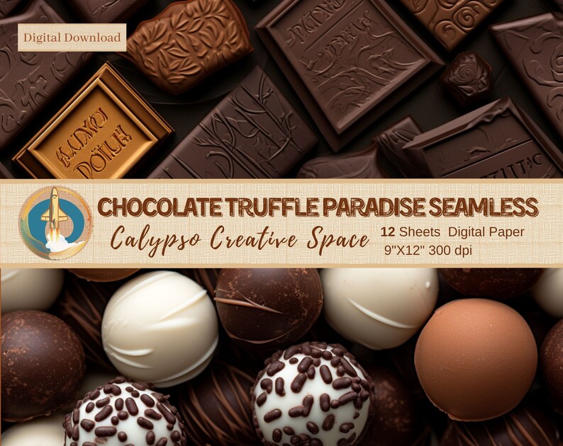 Chocolate Truffle Paradise Digital Paper Seamless Paper Background ...