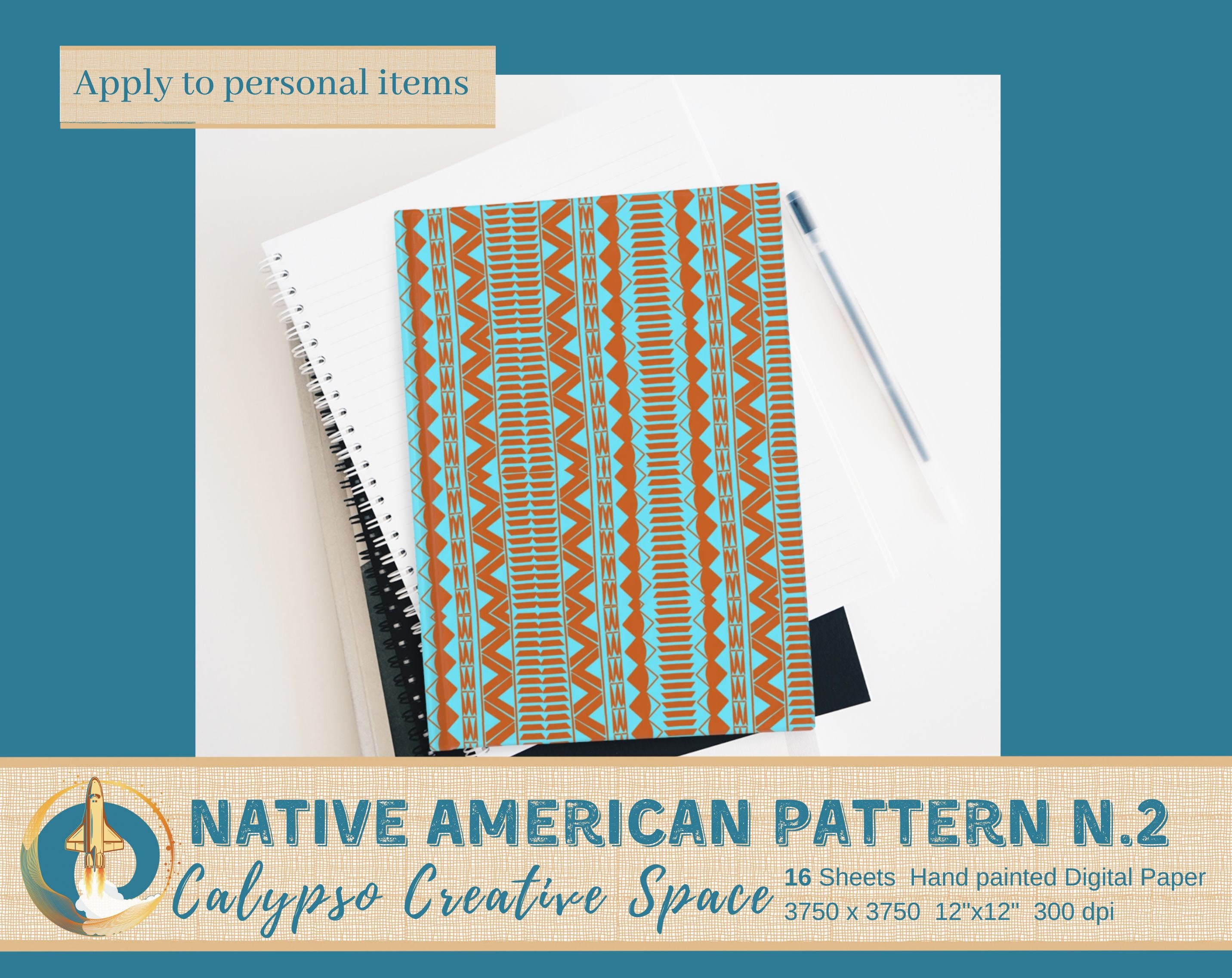Native American Pattern Digital Paper Set No2 Instant Download Hand ...