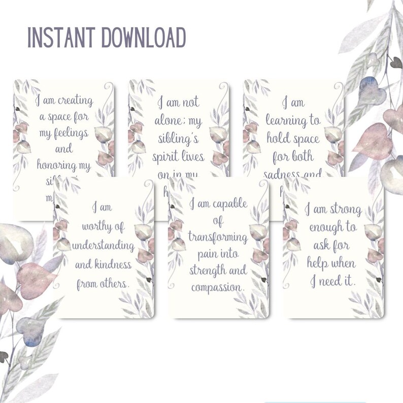 Printable Affirmation Cards for Grieving Preteen Teen Hearts - Etsy