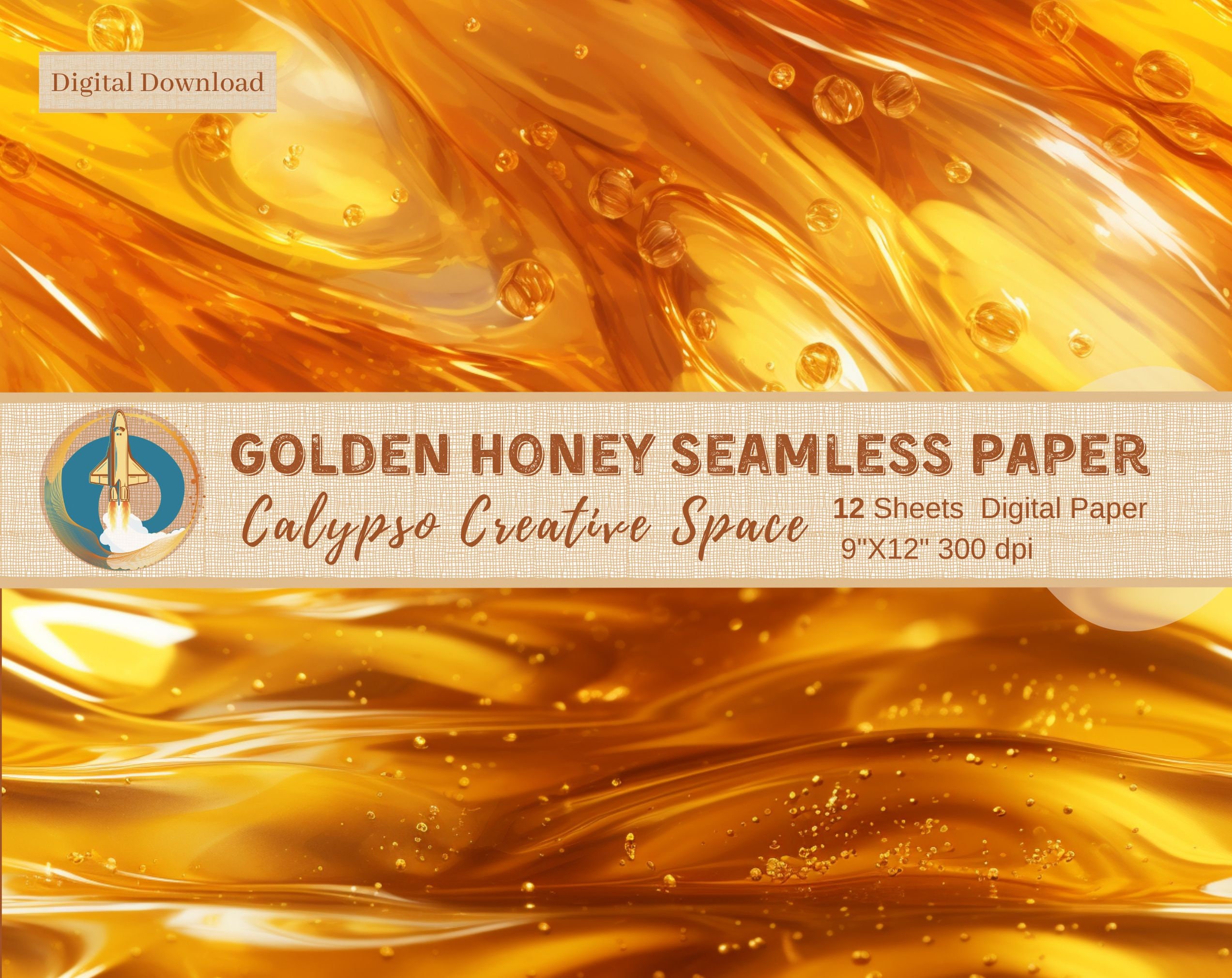 Golden Honey Digital Paper Seamless Paper Background Pattern ...