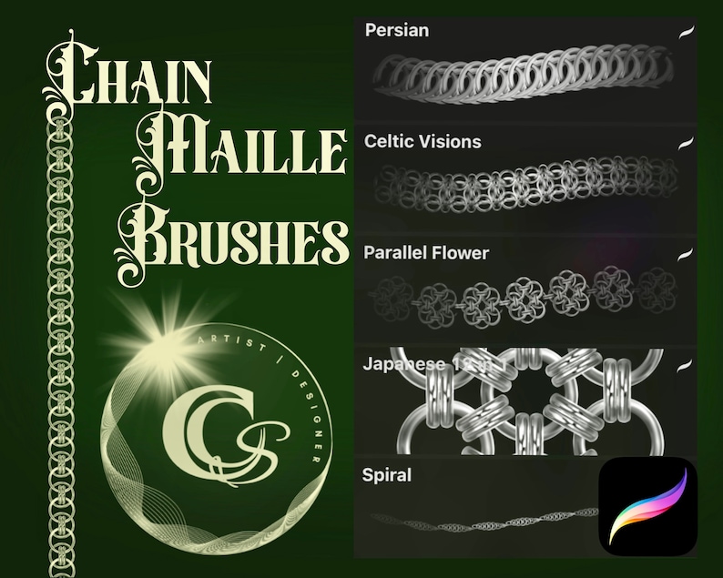 Chain Maille Procreate Brushes Chain Mail Brushes Pattern Procreate ...