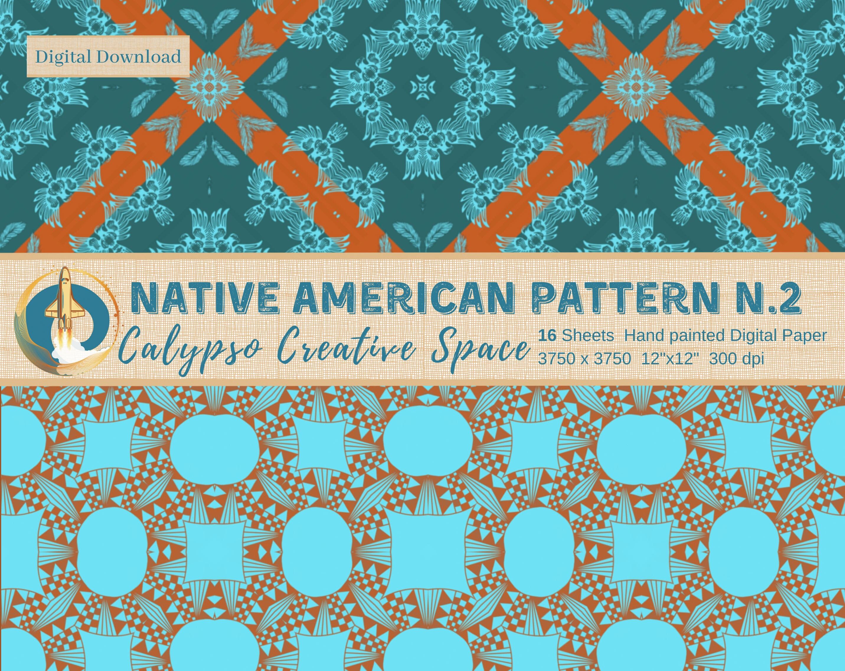Native American Pattern Digital Paper Set No2 Instant Download Hand ...