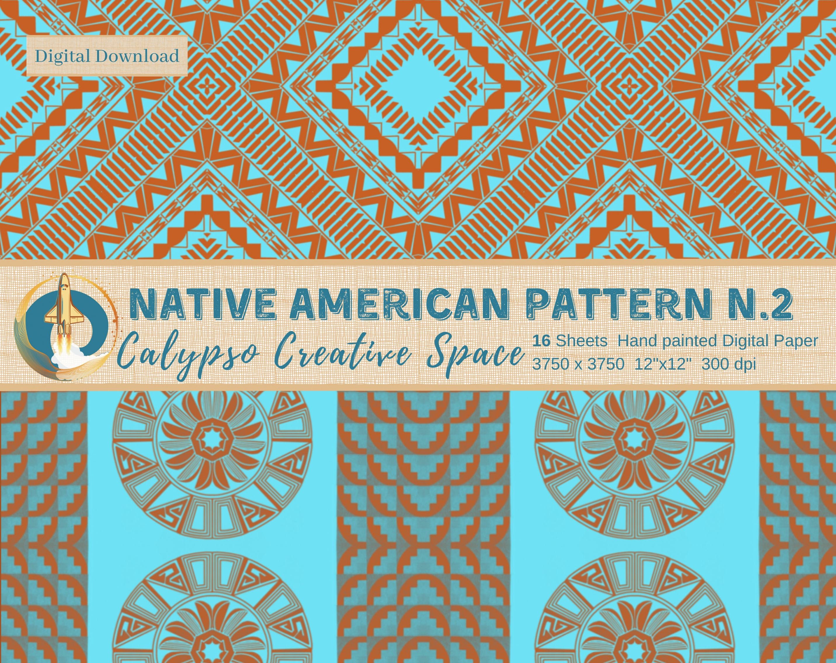 Native American Pattern Digital Paper Set No2 Instant Download Hand ...