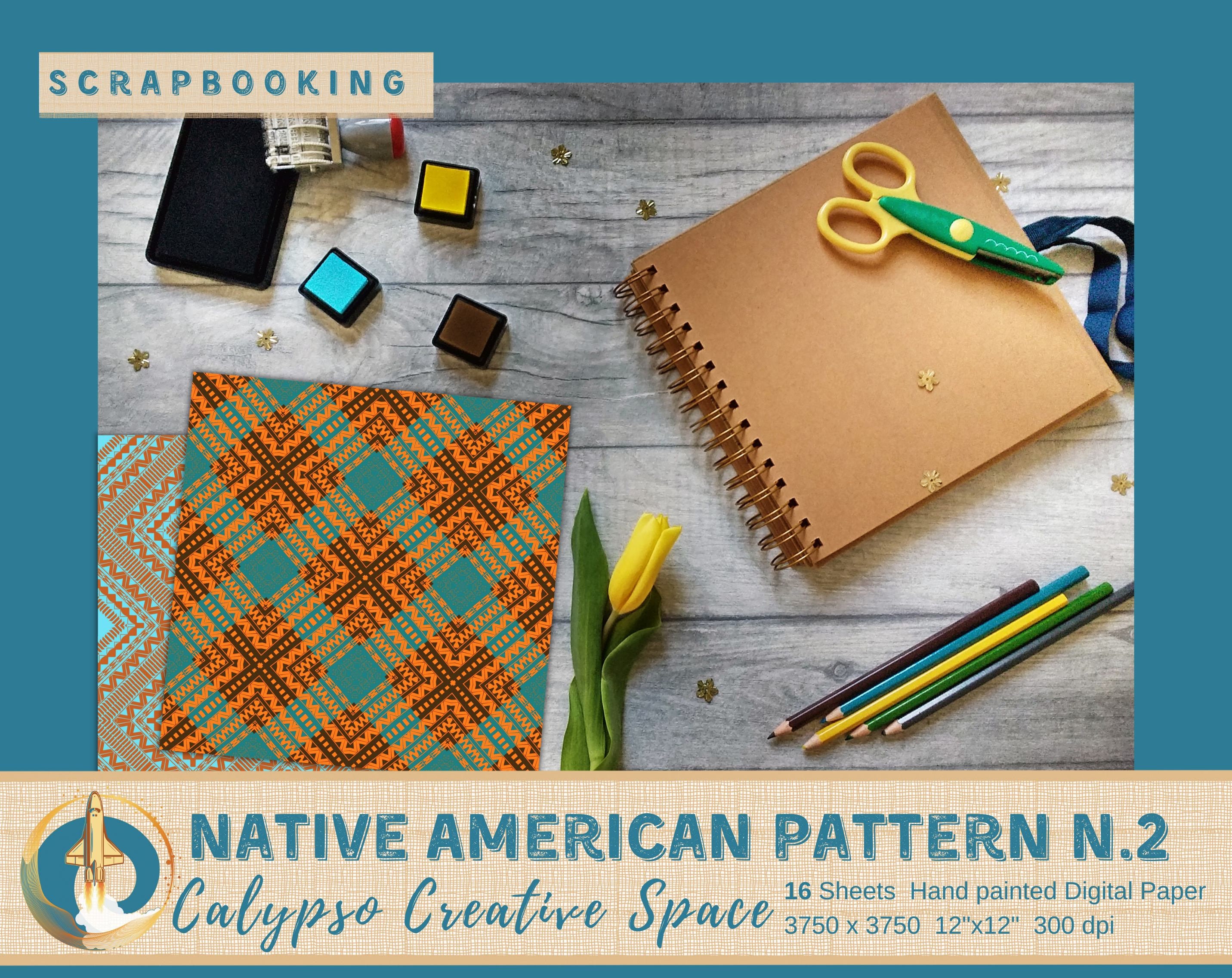 Native American Pattern Digital Paper Set No2 Instant Download Hand ...