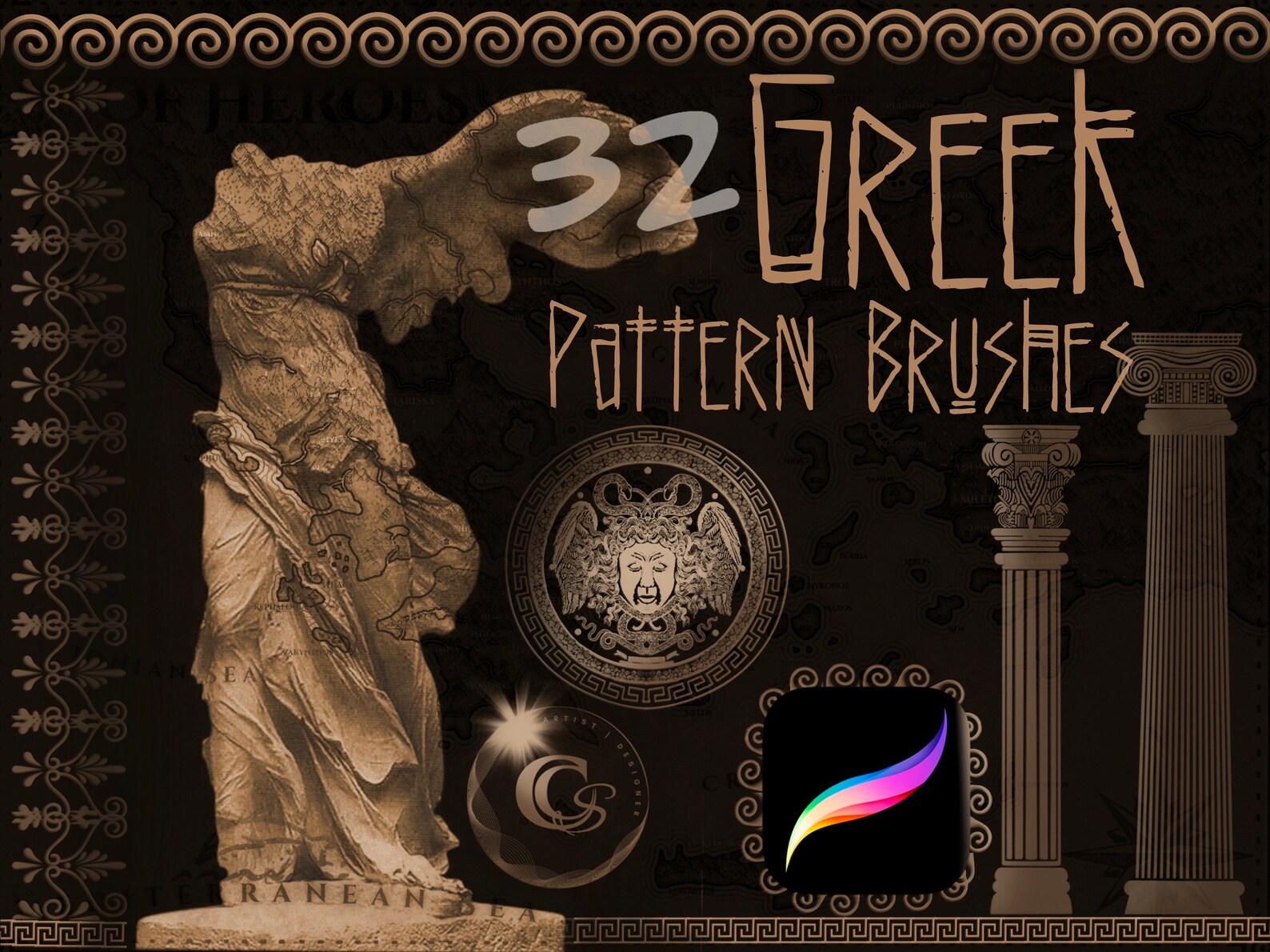 Greek Procreate Brushes Procreate Brush Set Greek Art Greek - Etsy