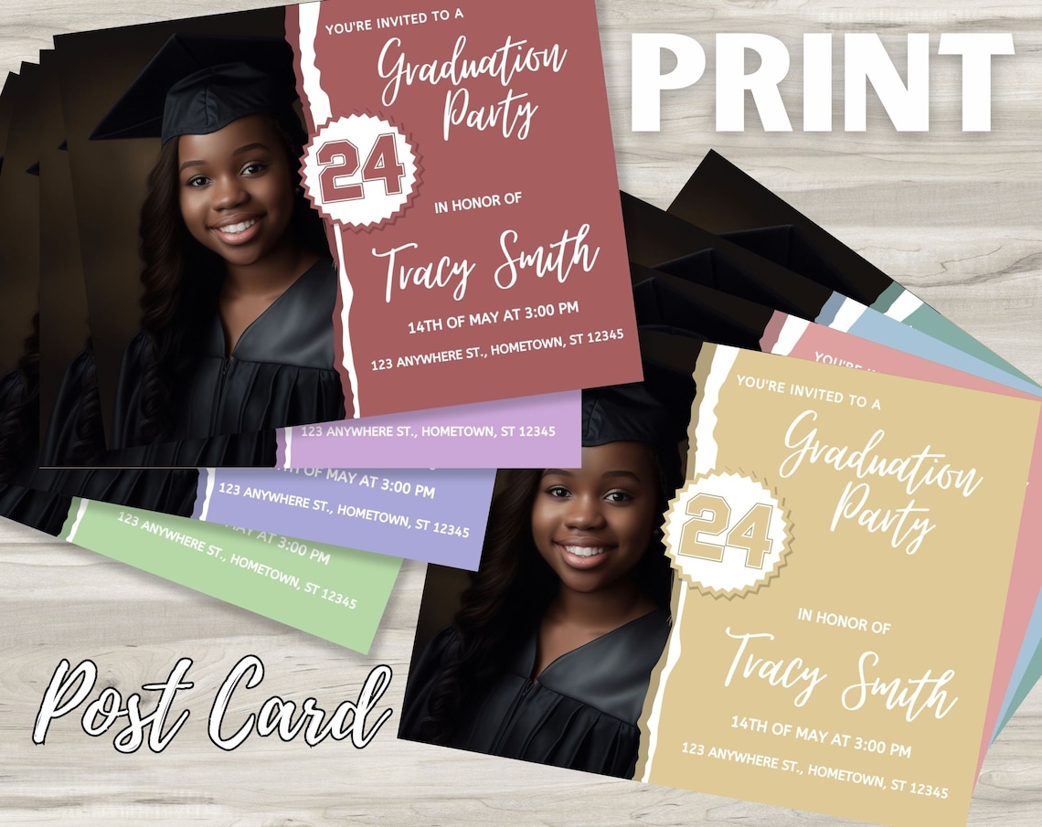 Customizable Photo 2024 Graduation Party Invitations Canva Template ...