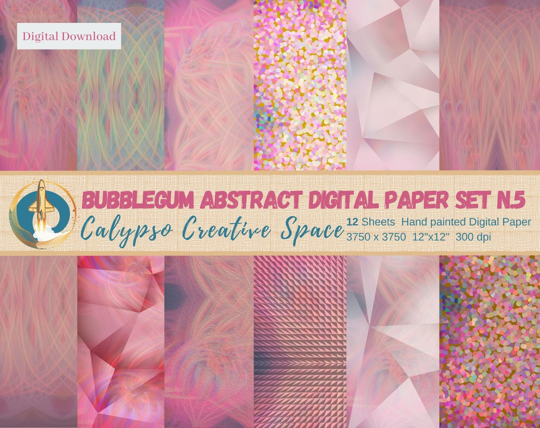 Abstract Pink Bubblegum Digital Paper Set No1 Instant Download Hand ...