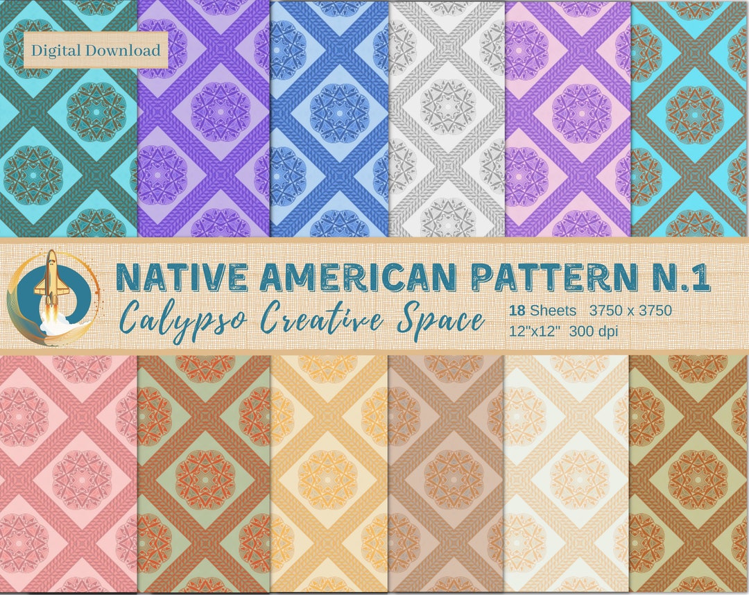 Native American Pattern Digital Paper Instant Download Hand Painted ...