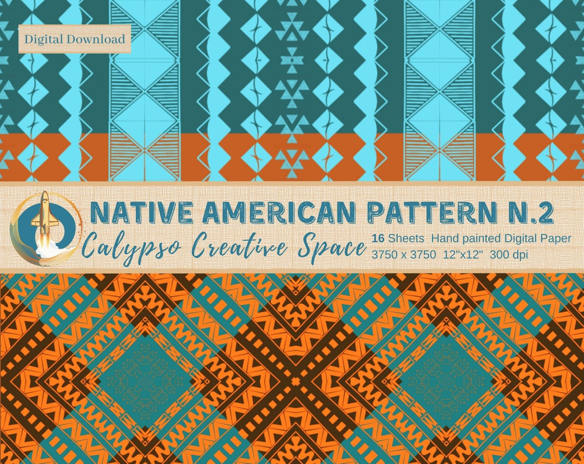Native American Pattern Digital Paper Set No2 Instant Download Hand ...