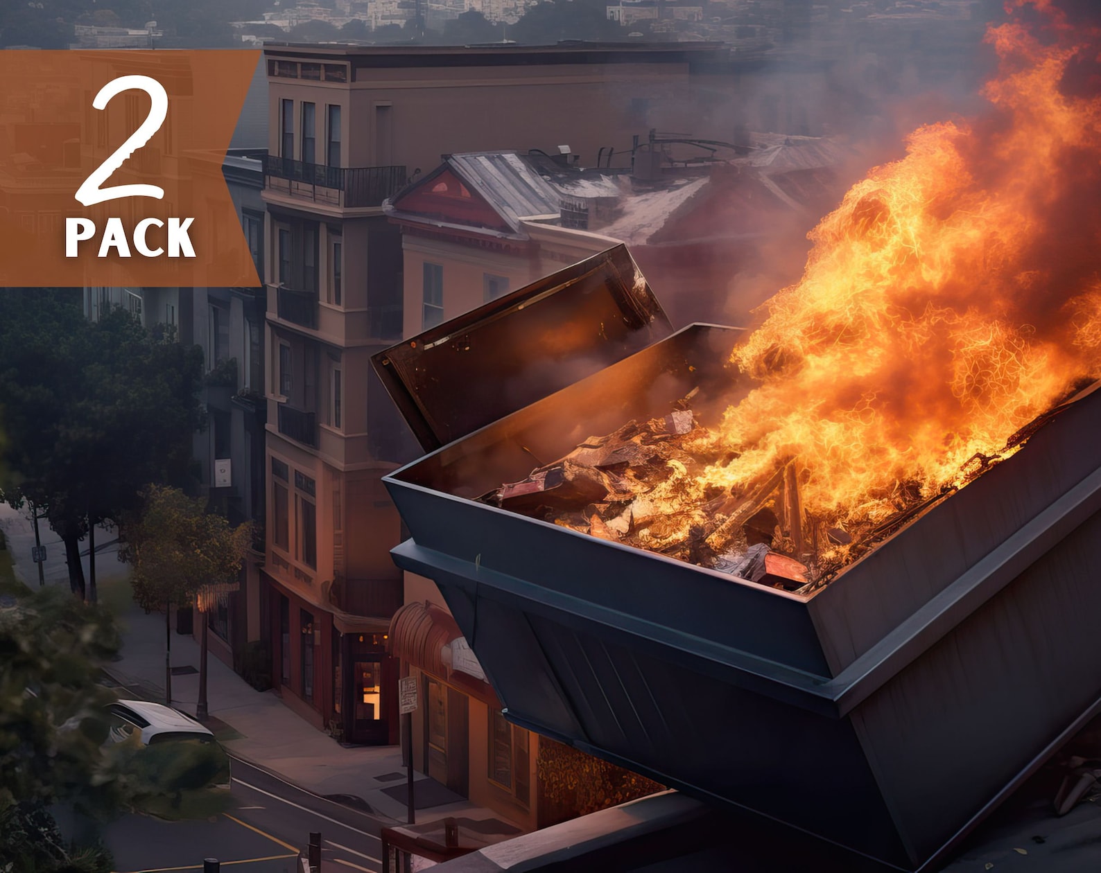 Dumpster Fire Set of 2 Virtual Background for Zoom Meeting Video ...