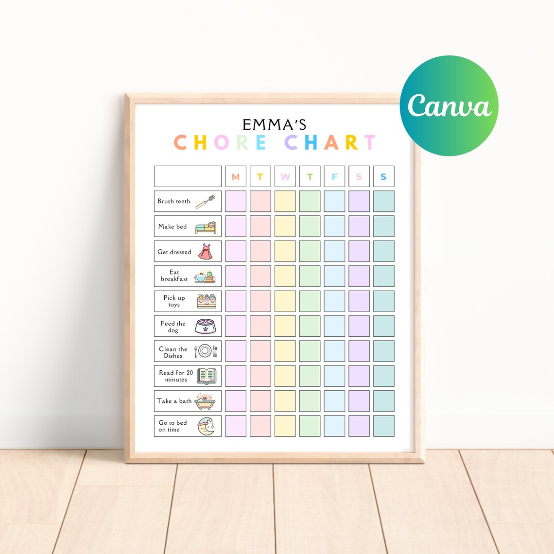 Printable Editable Weekly Chore Chart, Visual Schedule for Kids ...