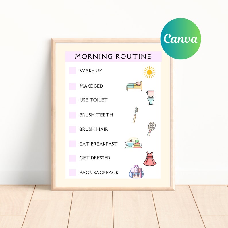 Editable Chore Chart, Visual Schedule for Kids, Personalized Daily ...
