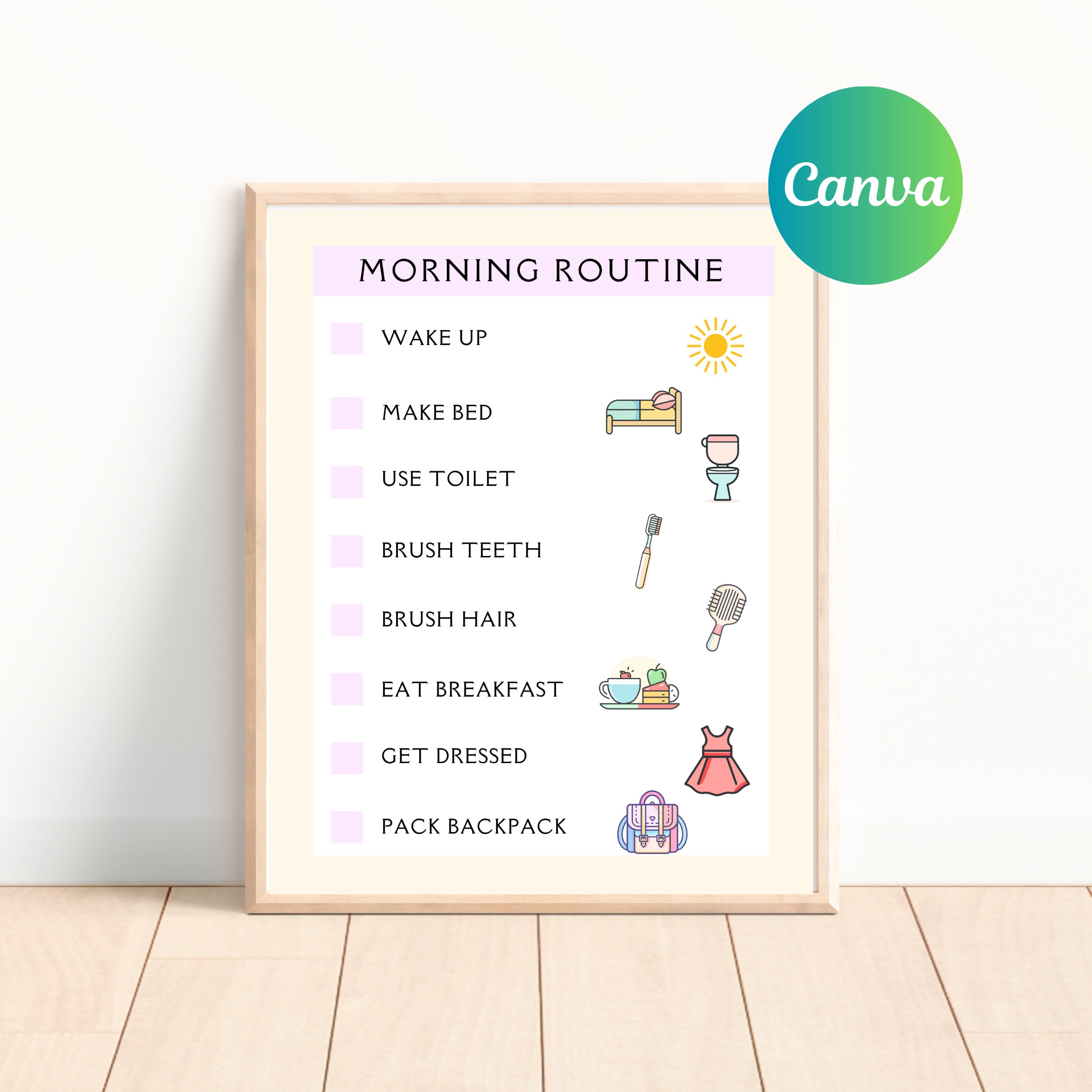 Editable Chore Chart, Visual Schedule for Kids, Personalized Daily ...