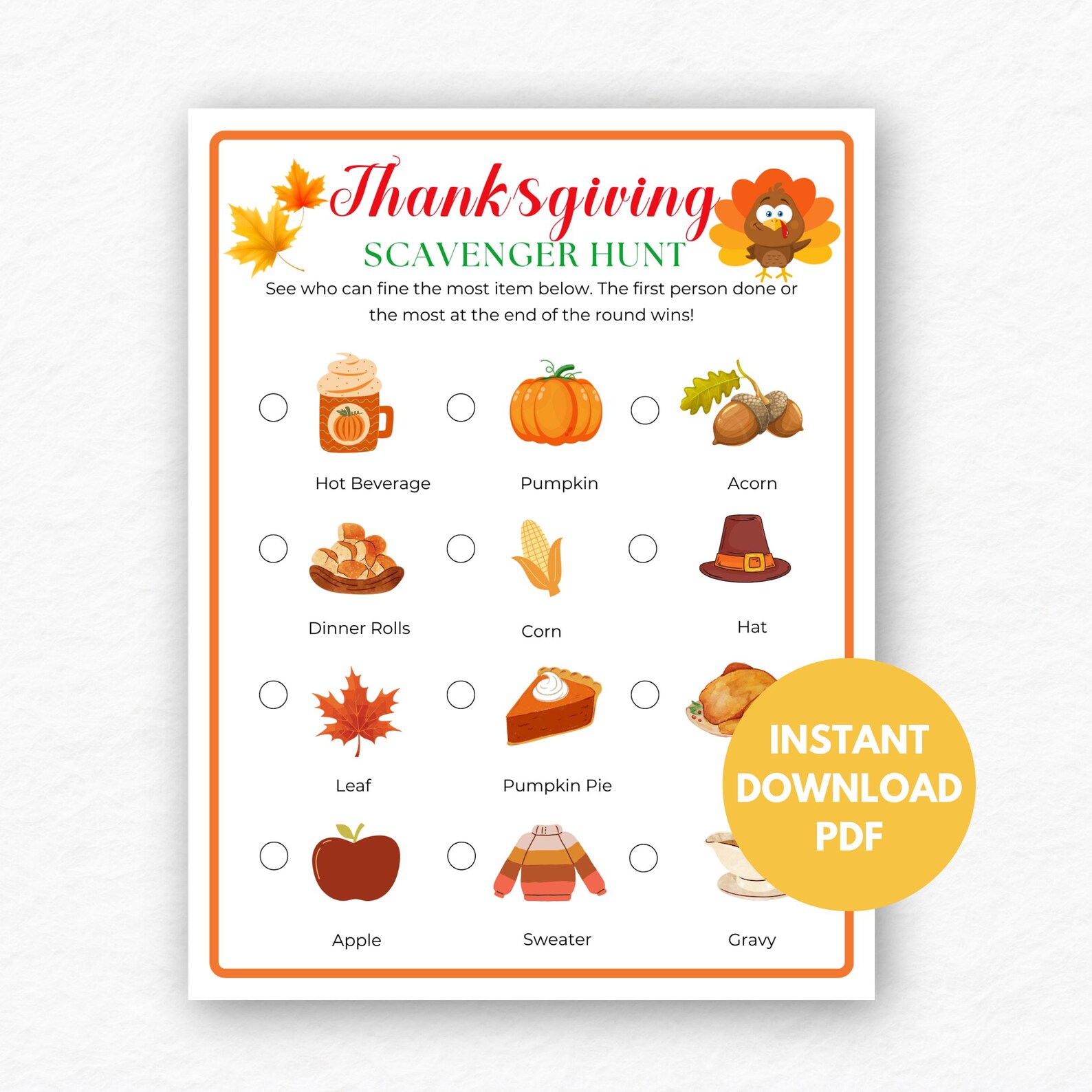 Thanksgiving Scavenger Hunt, Thanksgiving Printables, Fall Scavenger ...