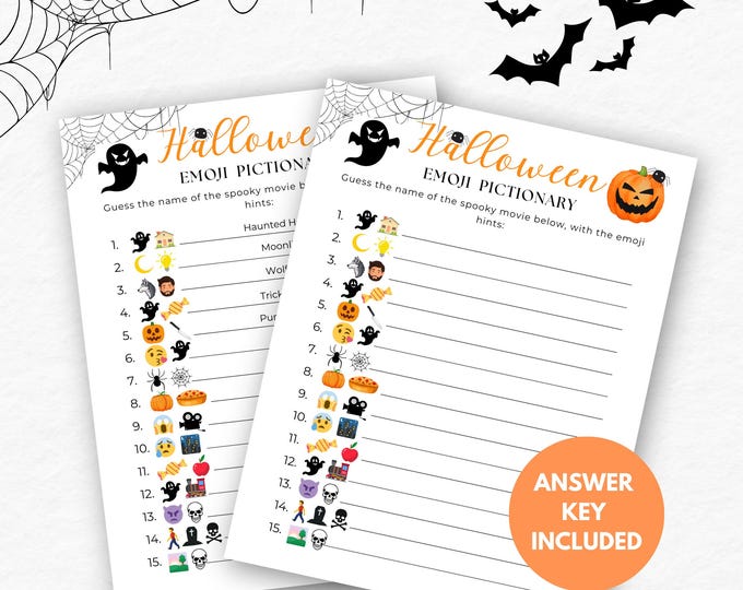 Halloween Emoji Pictionary Printable Game, Halloween Party Games ...