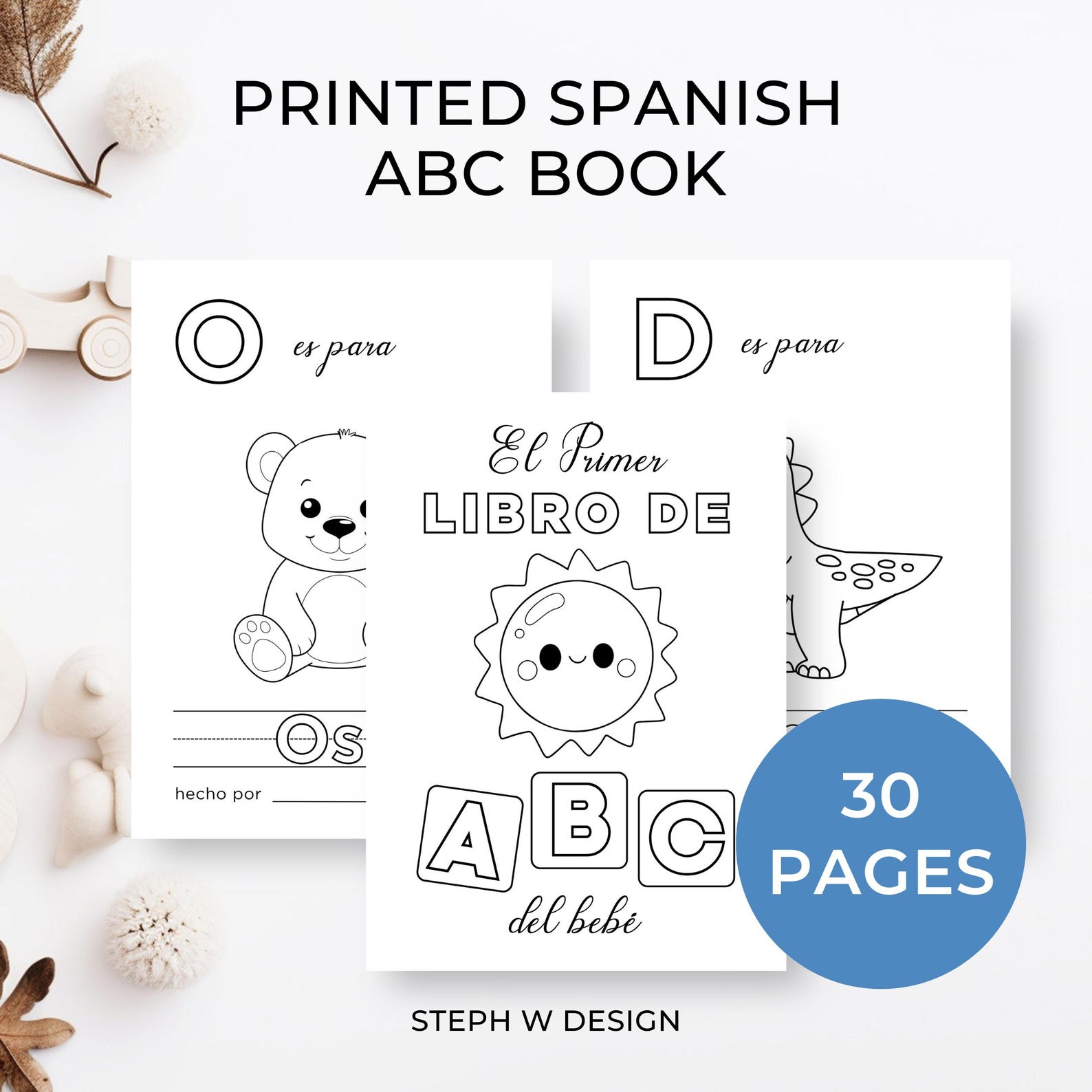 Printed 5x7 Spanish ABC Book, Baby's First ABC Book,baby Alphabet Book ...