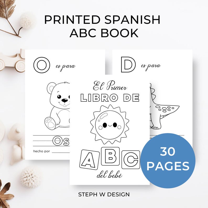Printed 5x7 Spanish ABC Book, Baby's First ABC Book,baby Alphabet Book ...