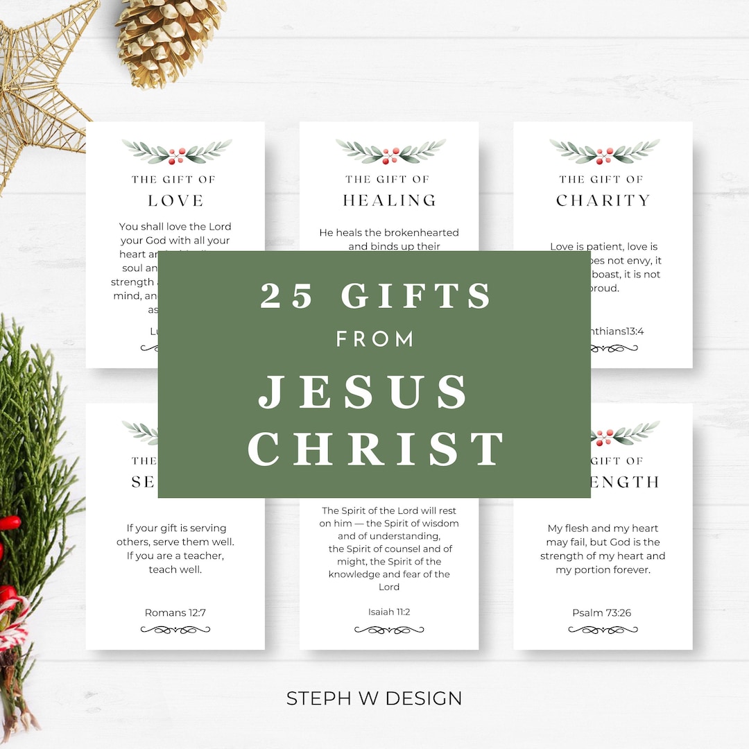 25 Gifts From Jesus Christ, Christmas Scripture Cards, Advent Scripture ...