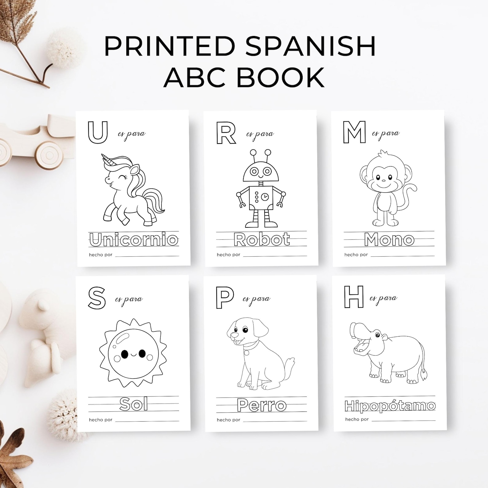 Printed 5x7 Spanish ABC Book, Baby's First ABC Book,baby Alphabet Book ...