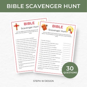 Bible Scavenger Hunt Game, Printable Bible Trivia for Kids, Fun Church ...