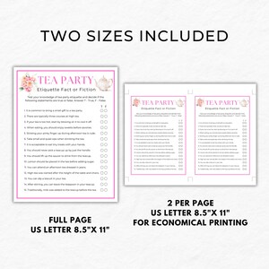 Tea Party Activities, Tea Party Etiquette, Printable Bridal Shower ...