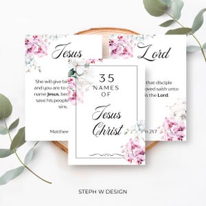 Names of Jesus Scripture Cards, Printable Bible Verses, Christian ...