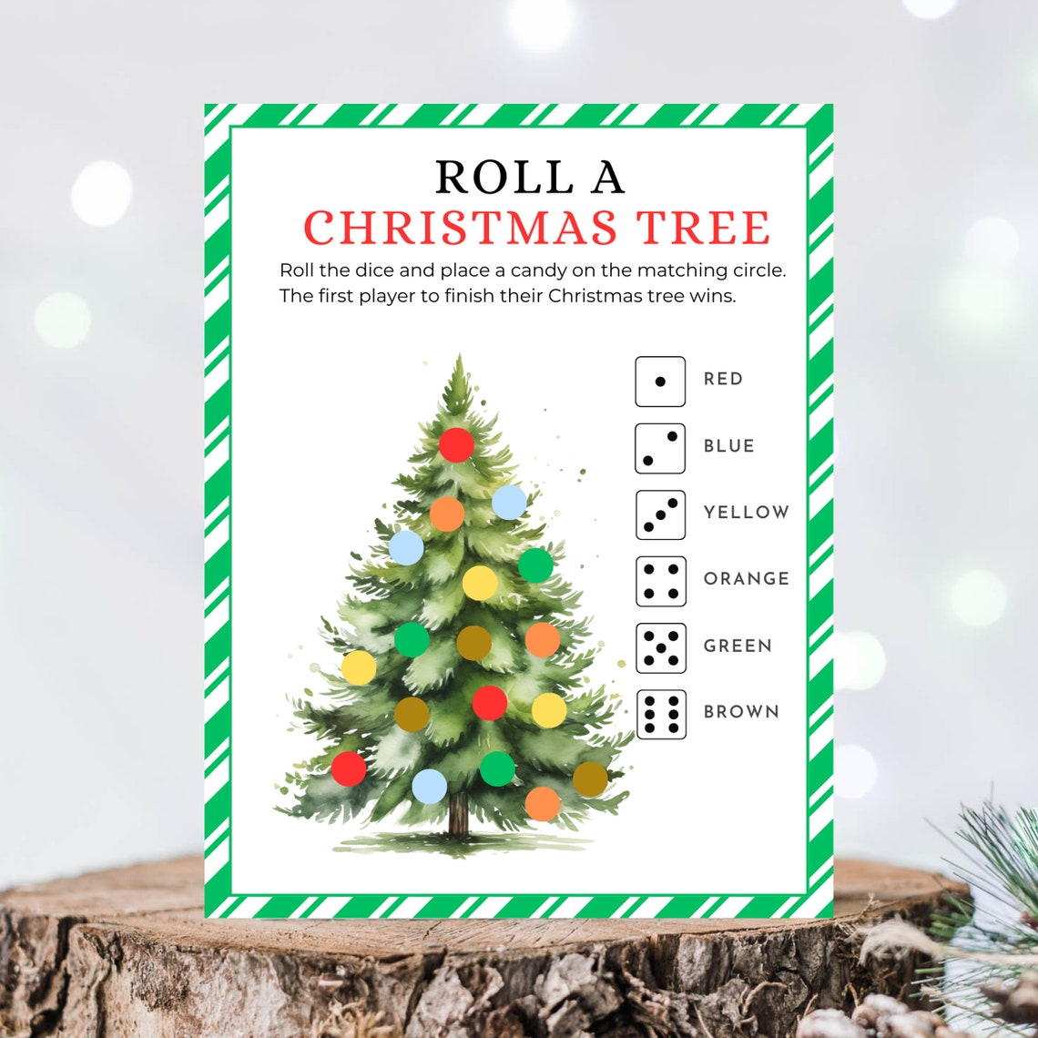 Roll A Tree Dice Game, Printable Christmas Game, Christmas Kids ...