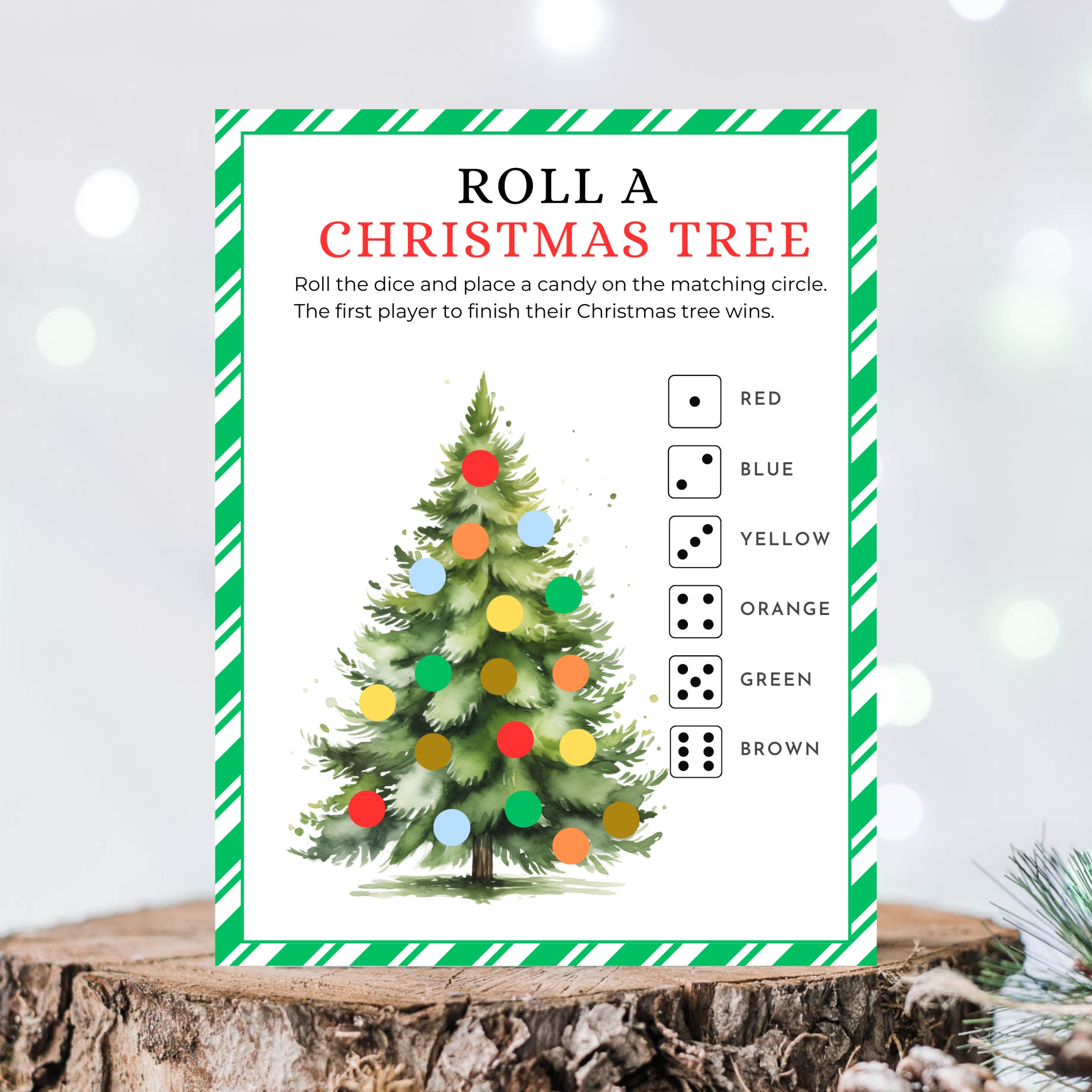 Roll A Tree Dice Game, Printable Christmas Game, Christmas Kids ...