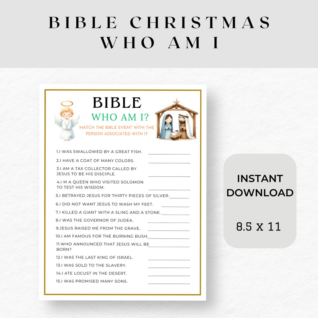 Christmas Bible Games, Bible Who Am I Game, Printable Christmas Trivia ...
