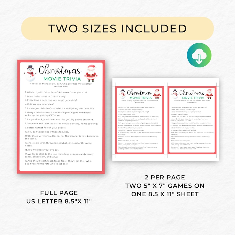 Christmas Trivia Printable Game | Christmas Party Game | Family Trivia ...