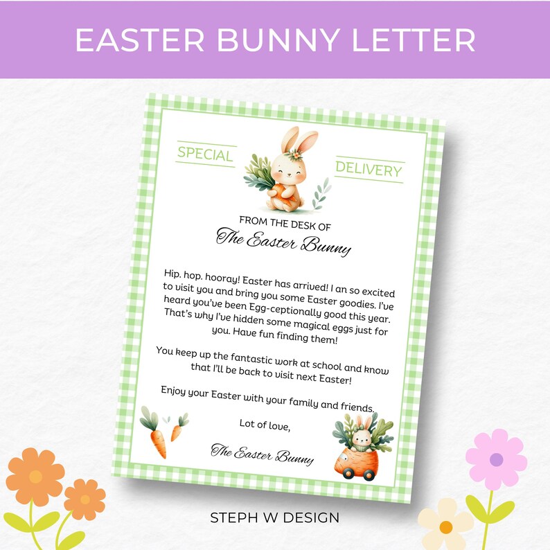 Easter Bunny Letter, Letter From Easter Bunny, Printable Easter Letter ...