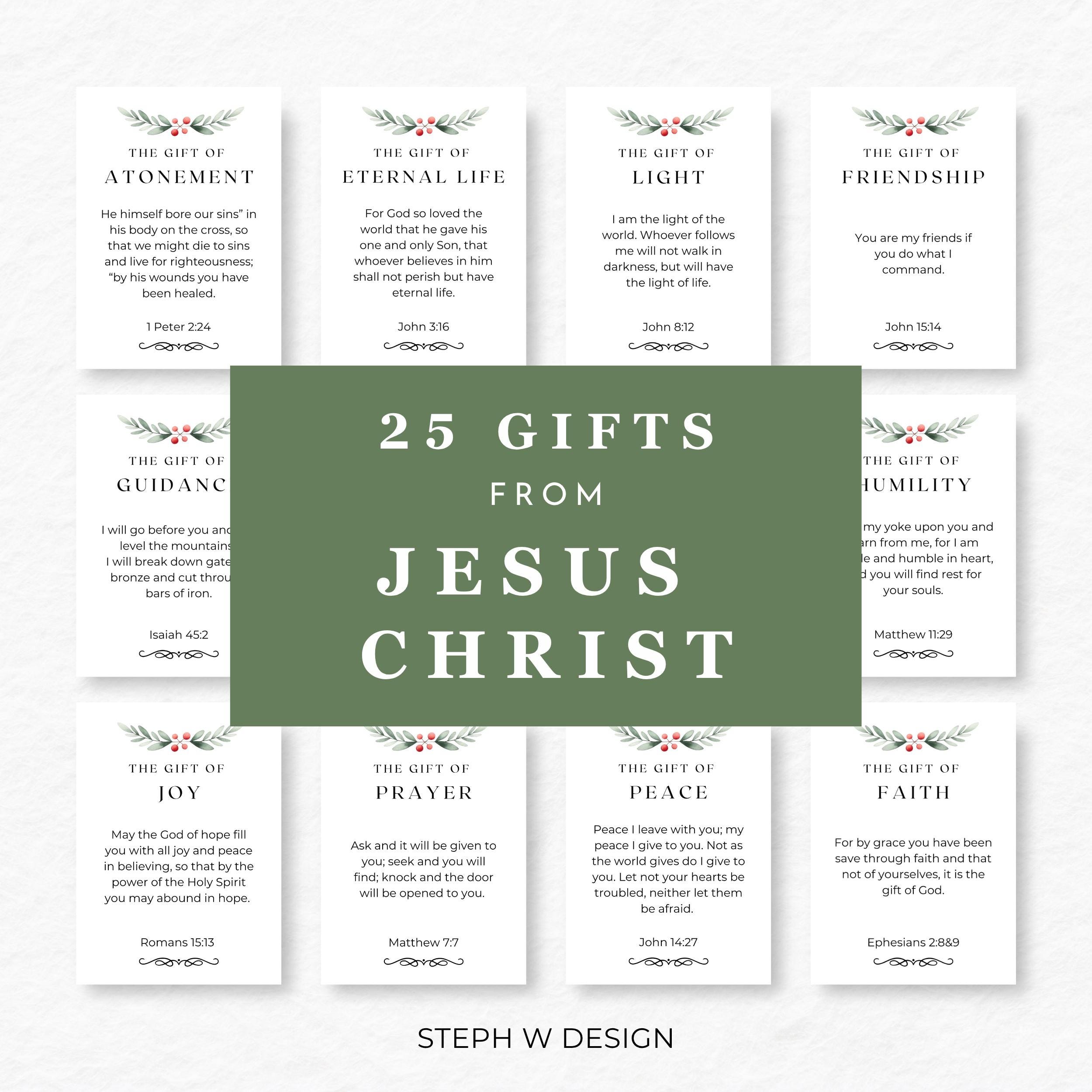 25 Gifts From Jesus Christ, Christmas Scripture Cards, Advent Scripture ...